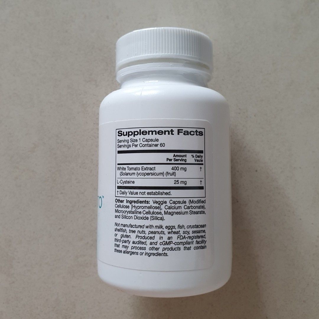 Solumeve Pearl Tomato Whitening Supplement 400mg 60 Veggie Capsules ...