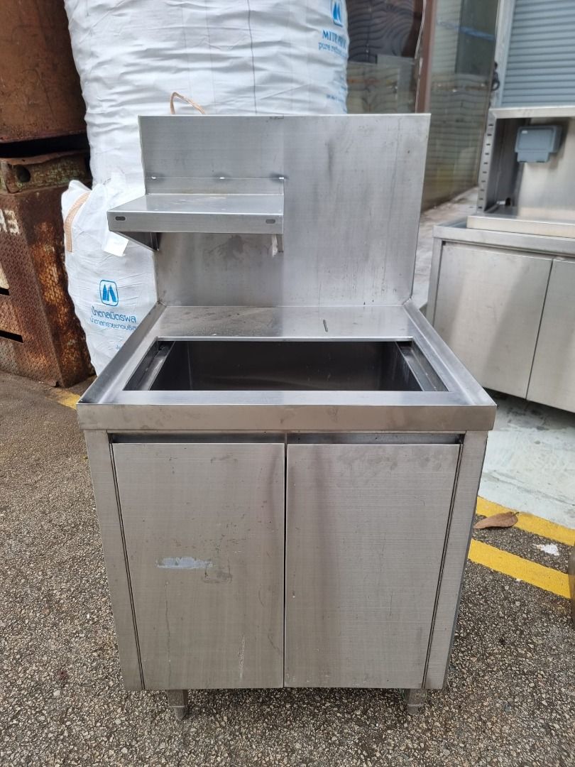 SS Icebin Commercial Icebox Cabinet c/w Highsplash #700x700x850 # ...