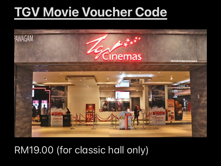 TGV Movie Voucher [Classic Hall], Tickets & Vouchers, Vouchers on Carousell