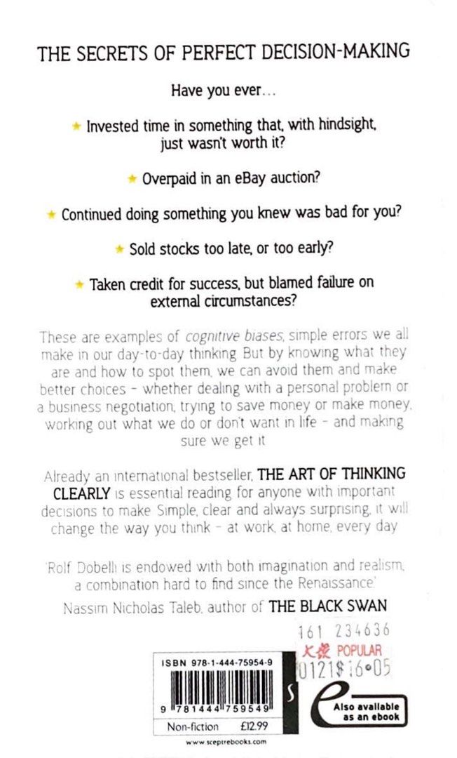 The art of thinking clearly, Hobbies & Toys, Books & Magazines, Fiction ...