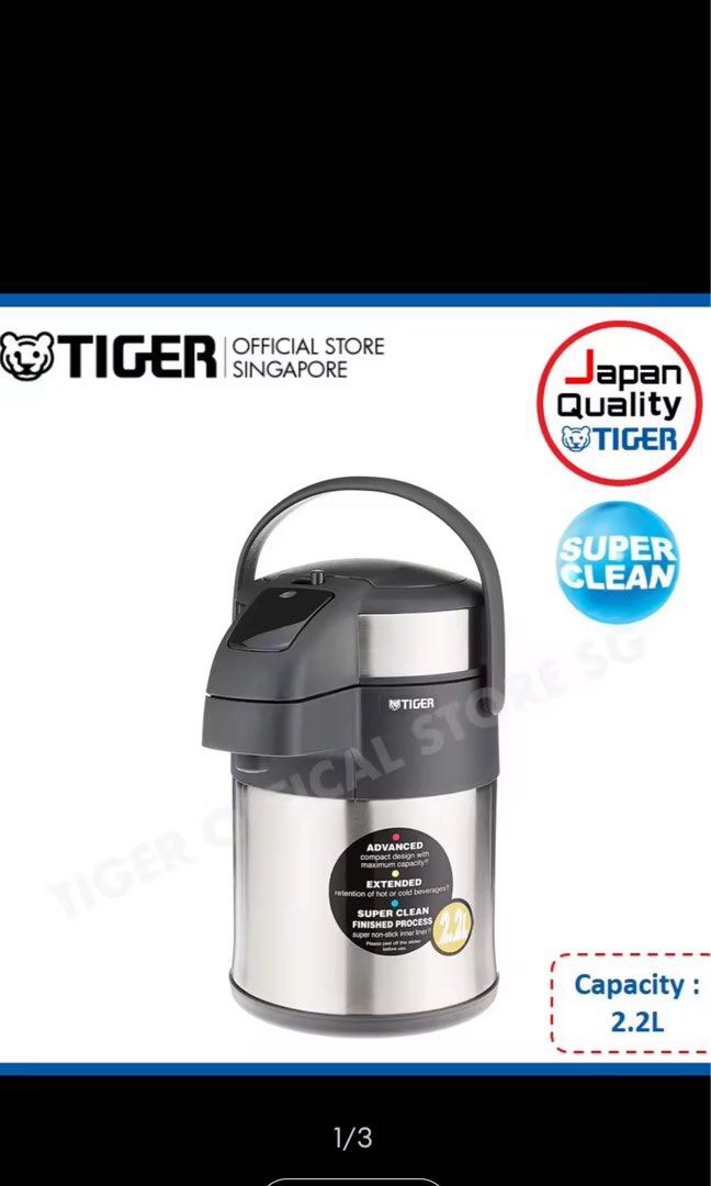 TIGER DOUBLE STAINLESS STEEL AIR PUMP JUG 3.0L (MAA-A302), TV & Home ...