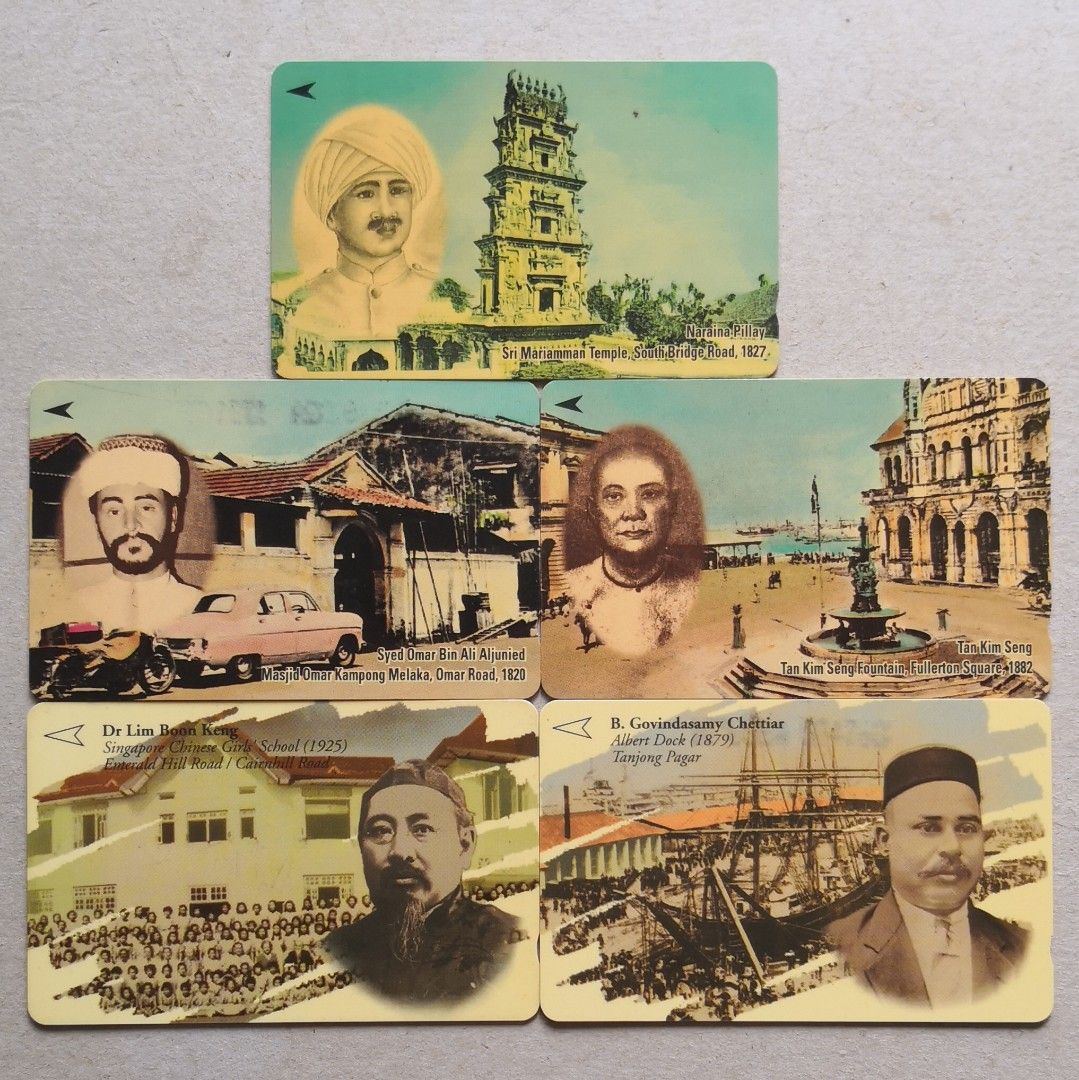 Vintage Used Singapore Telecom Phone Card - 5 pcs Pioneer of Singapore ...