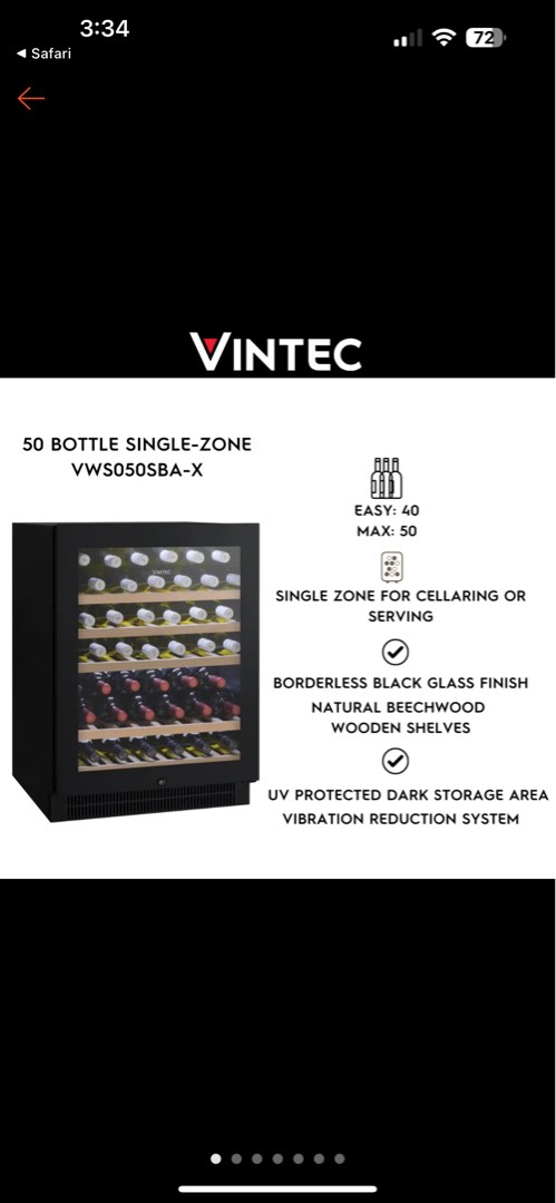 Vintec VWD050SBA-X Dual Zone Wine Cabinet - 50 Bottle, TV & Home ...