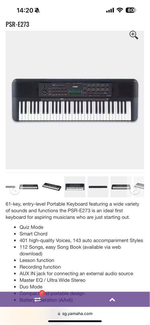 Yamaha Keyboard PSR-E273 with Adjustable Stand, Hobbies & Toys, Music ...