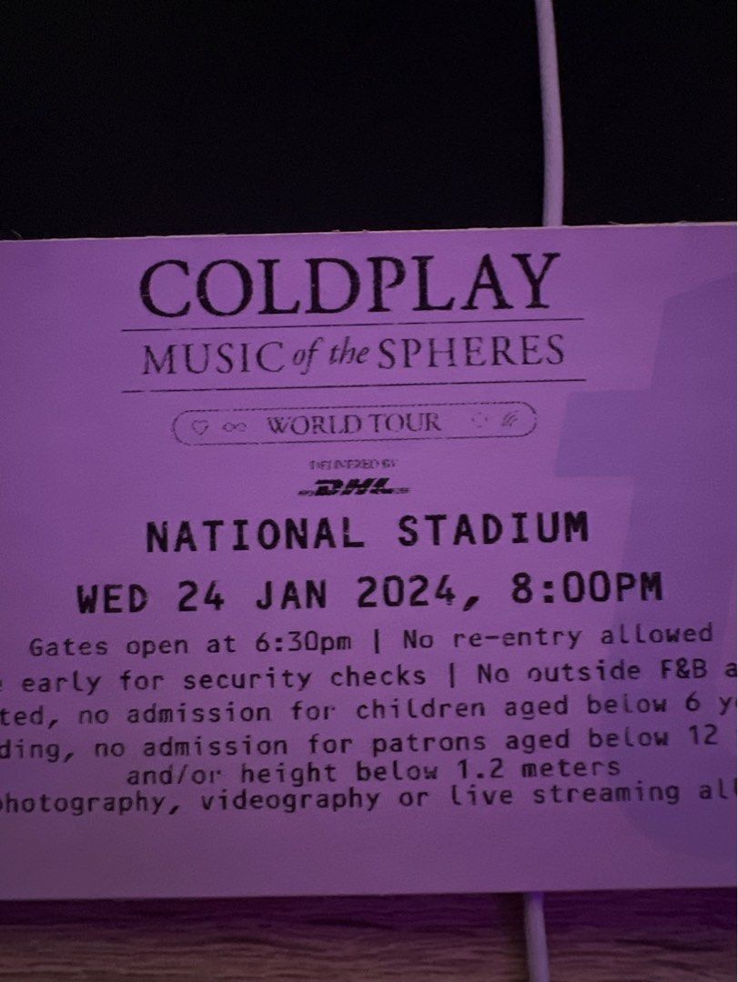 2x cat 7 coldplay tickets (24 jan), Tickets & Vouchers, Event Tickets ...