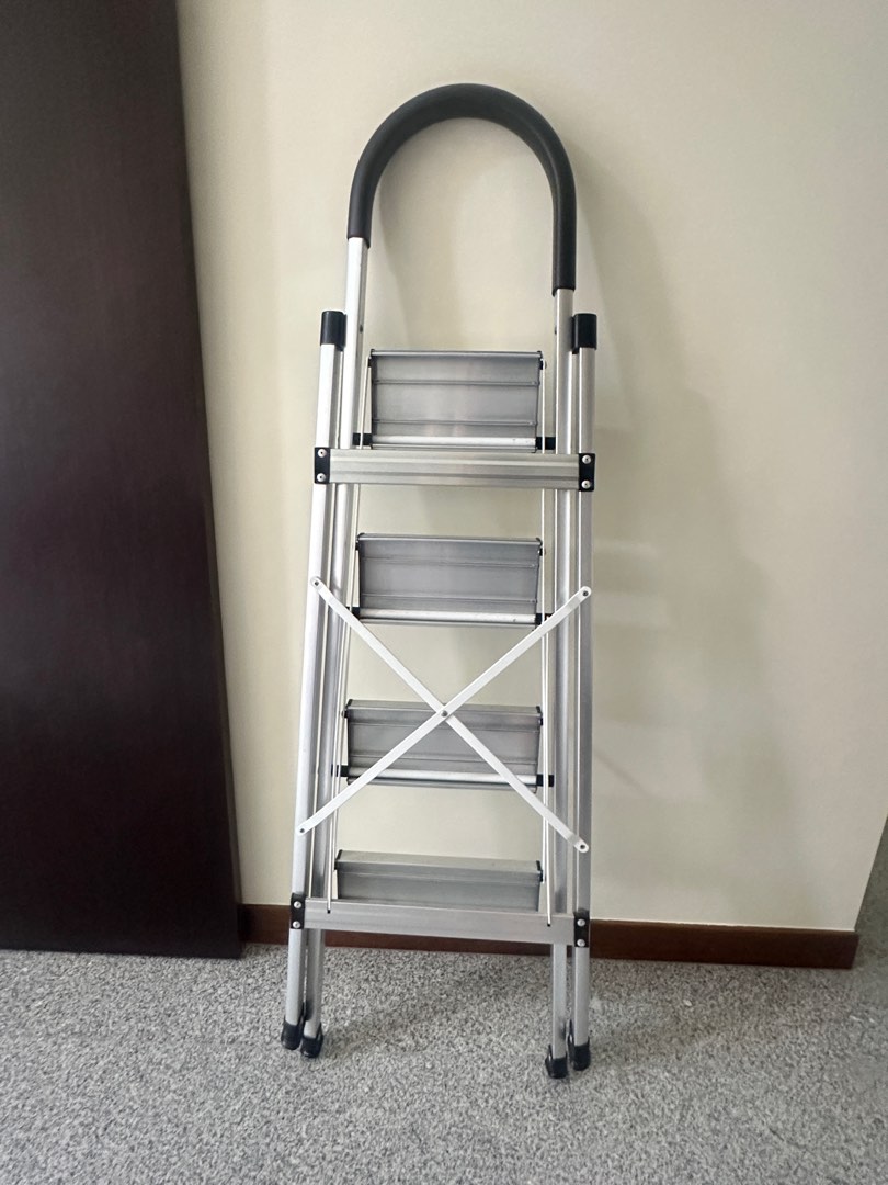 4-step Foldable Steel Ladder, Furniture & Home Living, Home Improvement ...