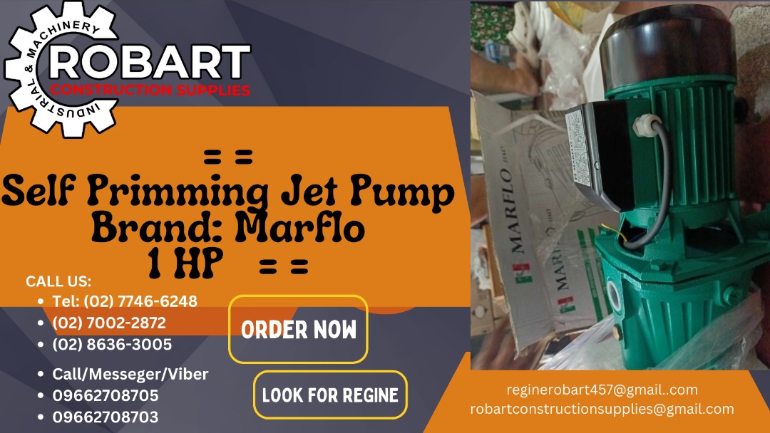 Self Primming Jet Pump Brand: Marflo 1 HP = =, Commercial & Industrial ...