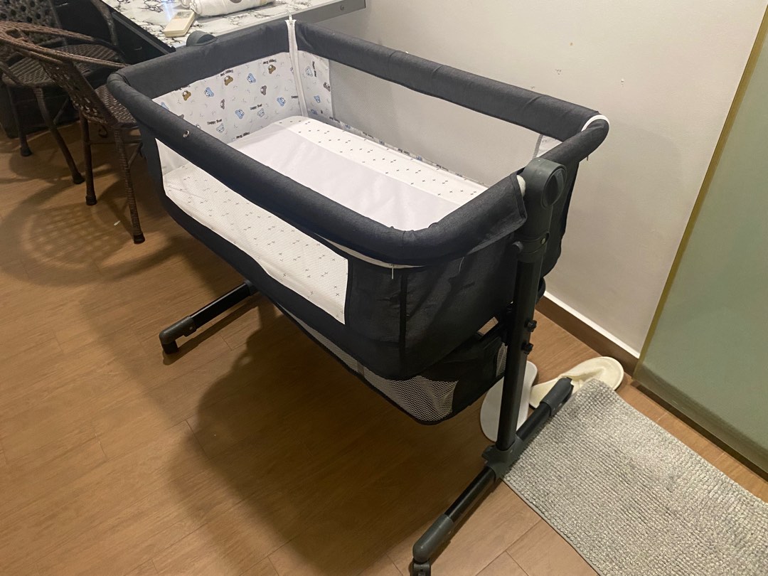 Adjustable rocking cot, co sleeper side bed with wheels, Babies & Kids ...