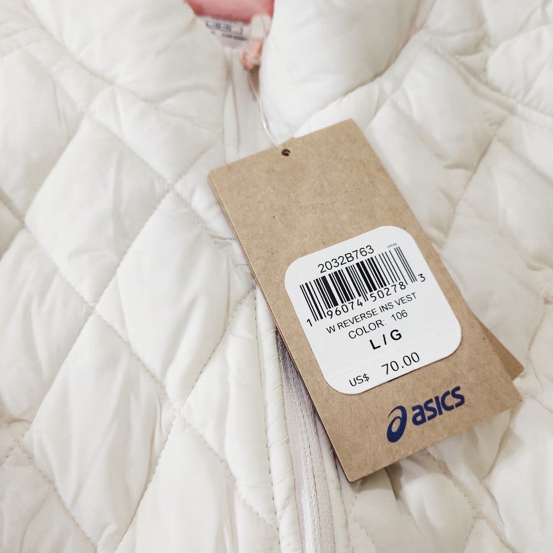 [ASICS] White and pink bubble, puffer vest jacket, Women's Fashion ...