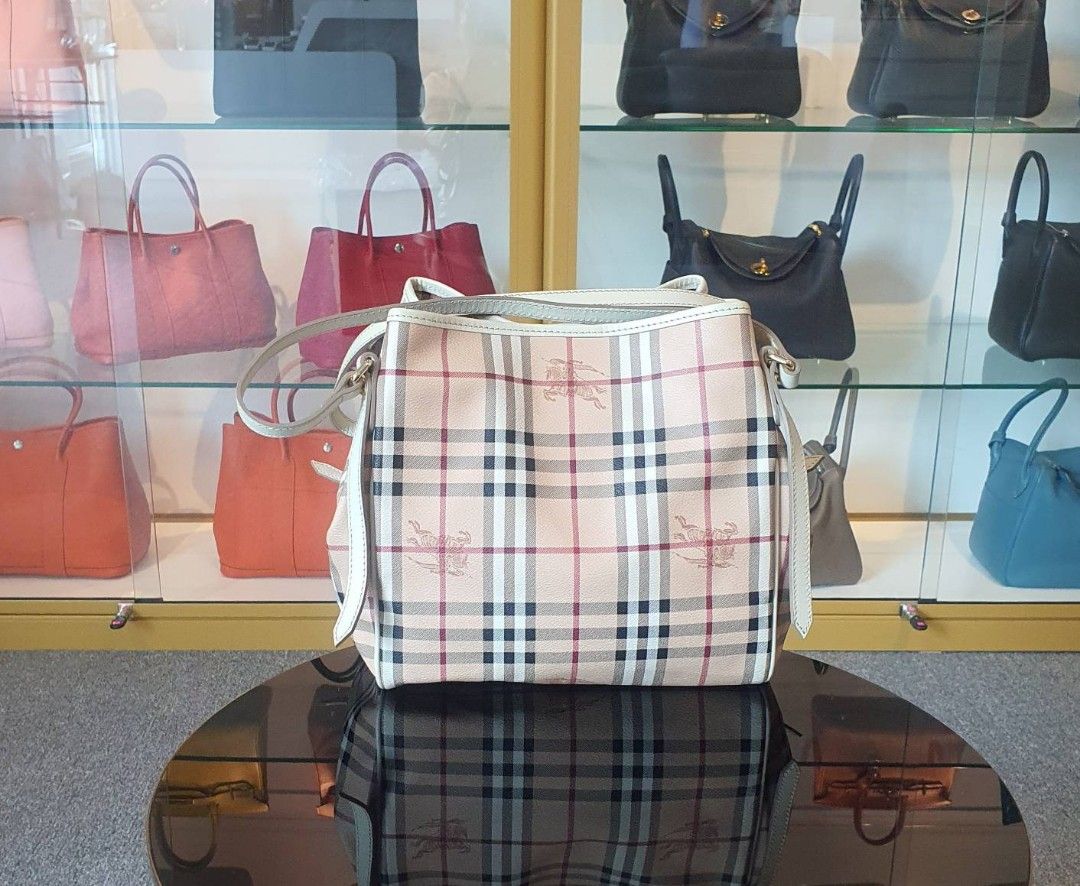 Authentic Bur berry Haymarket Check Small Tote Bag, Luxury, Bags ...