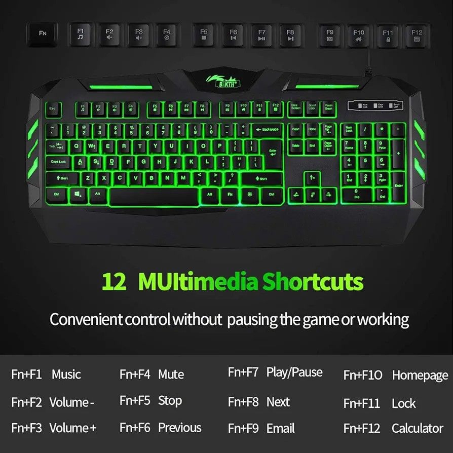 Bakth 7 Colors Led Backlit Gaming Keyboard Computers And Tech Parts And Accessories Computer