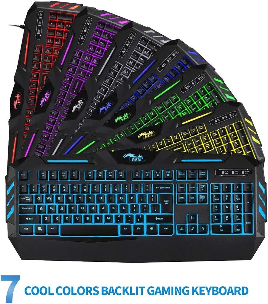 Bakth 7 Colors Led Backlit Gaming Keyboard Computers And Tech Parts And Accessories Computer