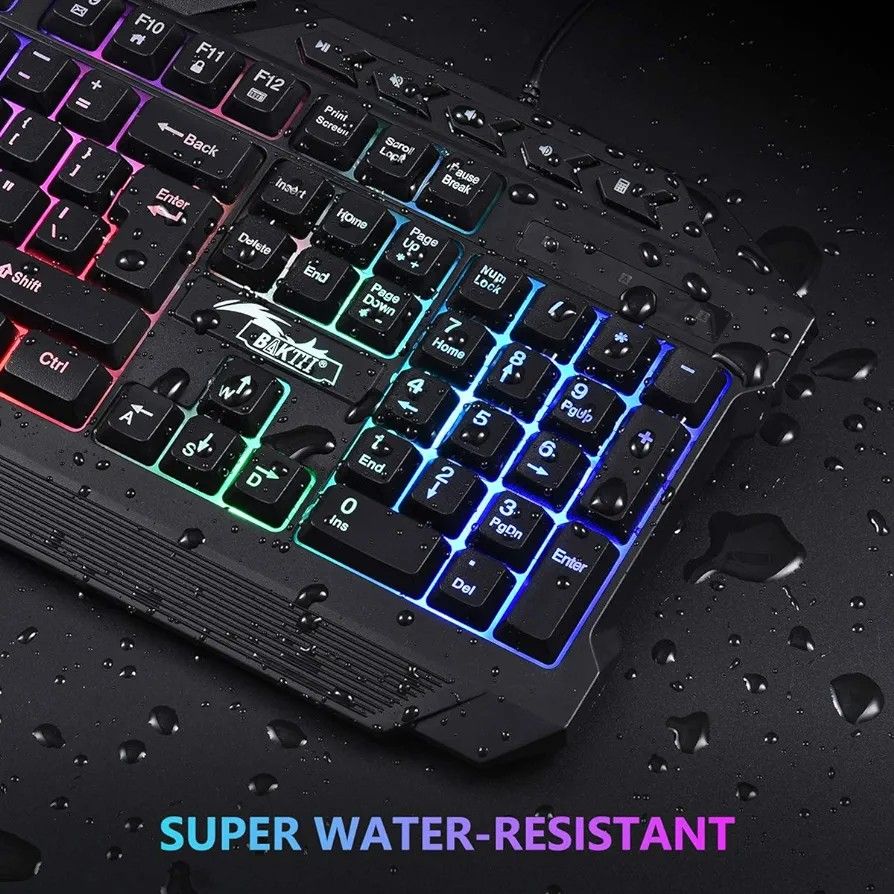 Bakth Multiple Color Led Rainbow Backlit Wired Gaming Keyboard And Mouse Combo Computers And Tech
