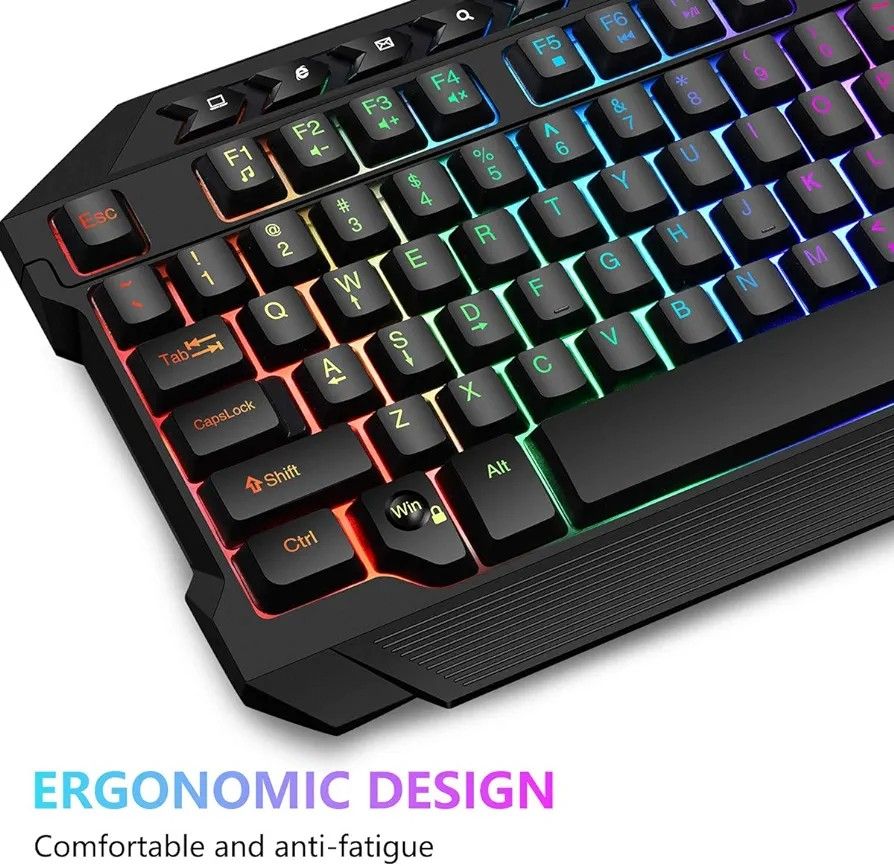 BAKTH Multiple Color LED Rainbow Backlit Wired Gaming Keyboard and ...