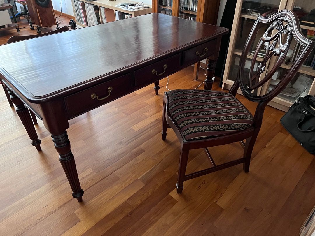 Classic Vintage Writing Table & Chair, Furniture & Home Living ...