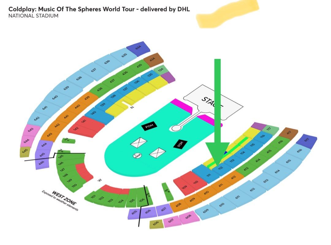 Coldplay CAT 2 ticket - Sec 112, Tickets & Vouchers, Event Tickets on Carousell