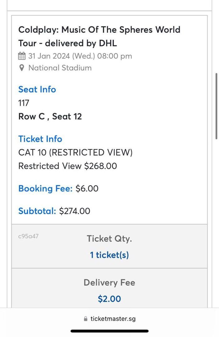 [COST PRICE] 2 Cat 10 tickets for Coldplay on 31 Jan 2024, Tickets & Vouchers, Event Tickets on ...