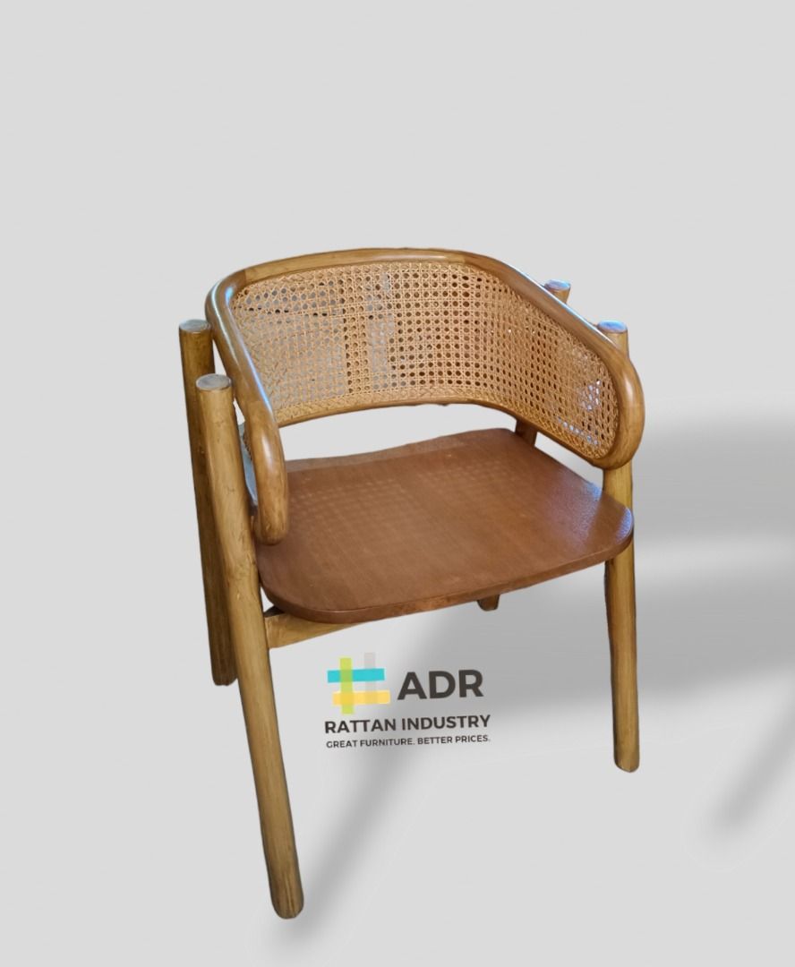 CURVED WOODEN DINING CHAIR WITH RATTAN SOLIHIYA, Furniture & Home ...