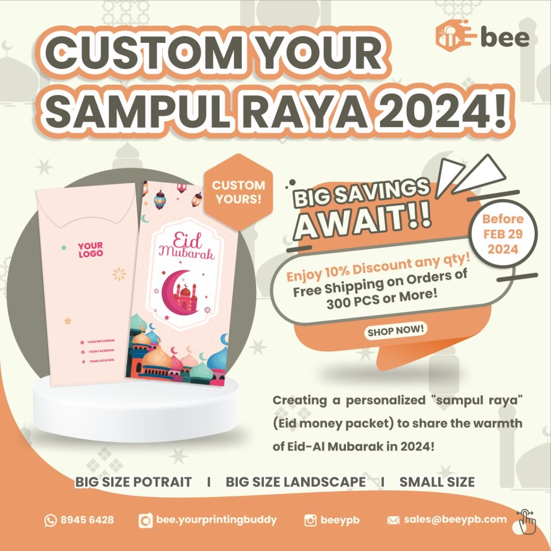 CUSTOM SAMPUL RAYA | GREEN PACKET | SAMPUL DUIT RAYA | HARI RAYA MONEY ...