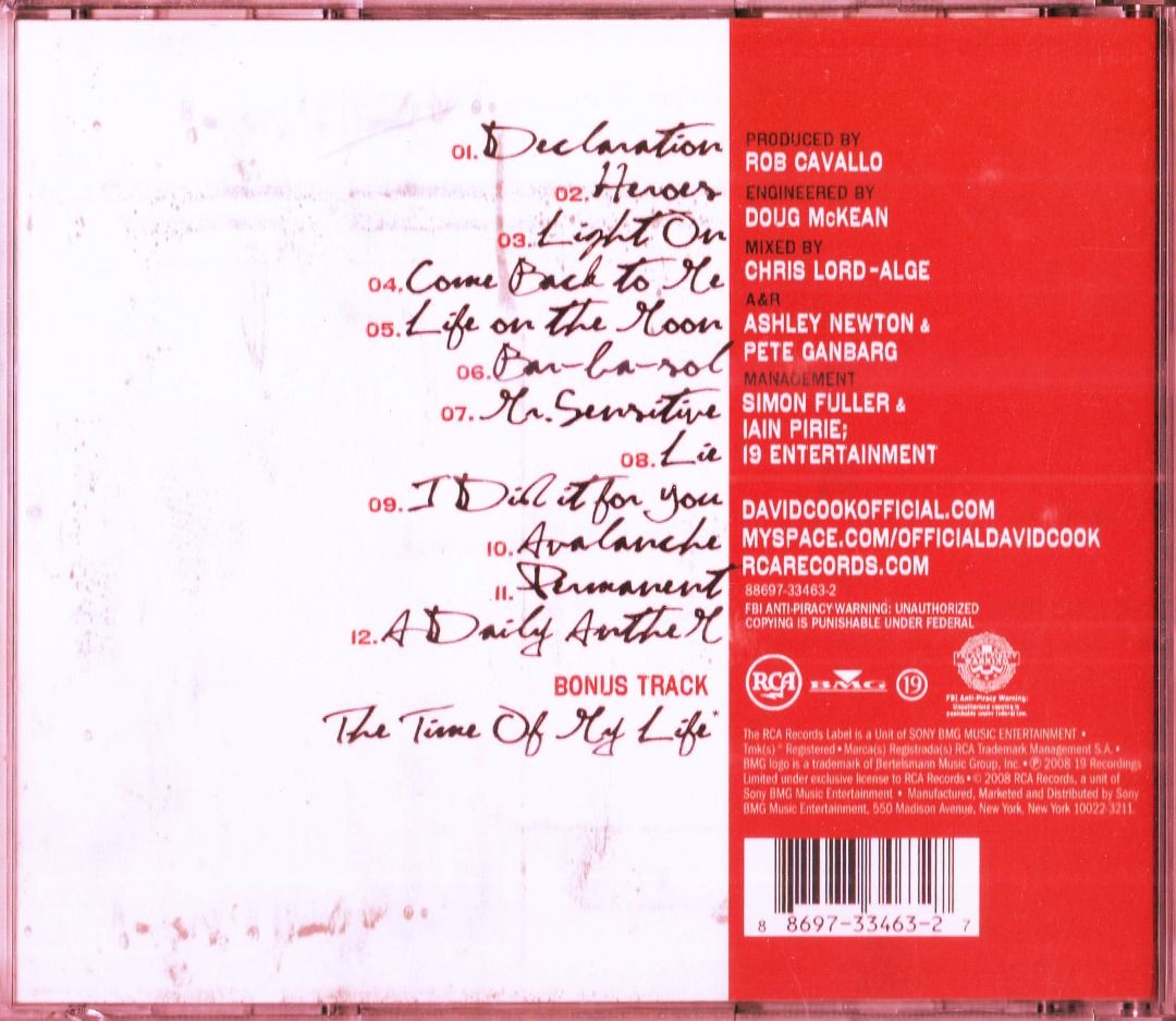 DAVID COOK ~ SELF TITLED DEBUT ALBUM, Hobbies & Toys, Music & Media ...