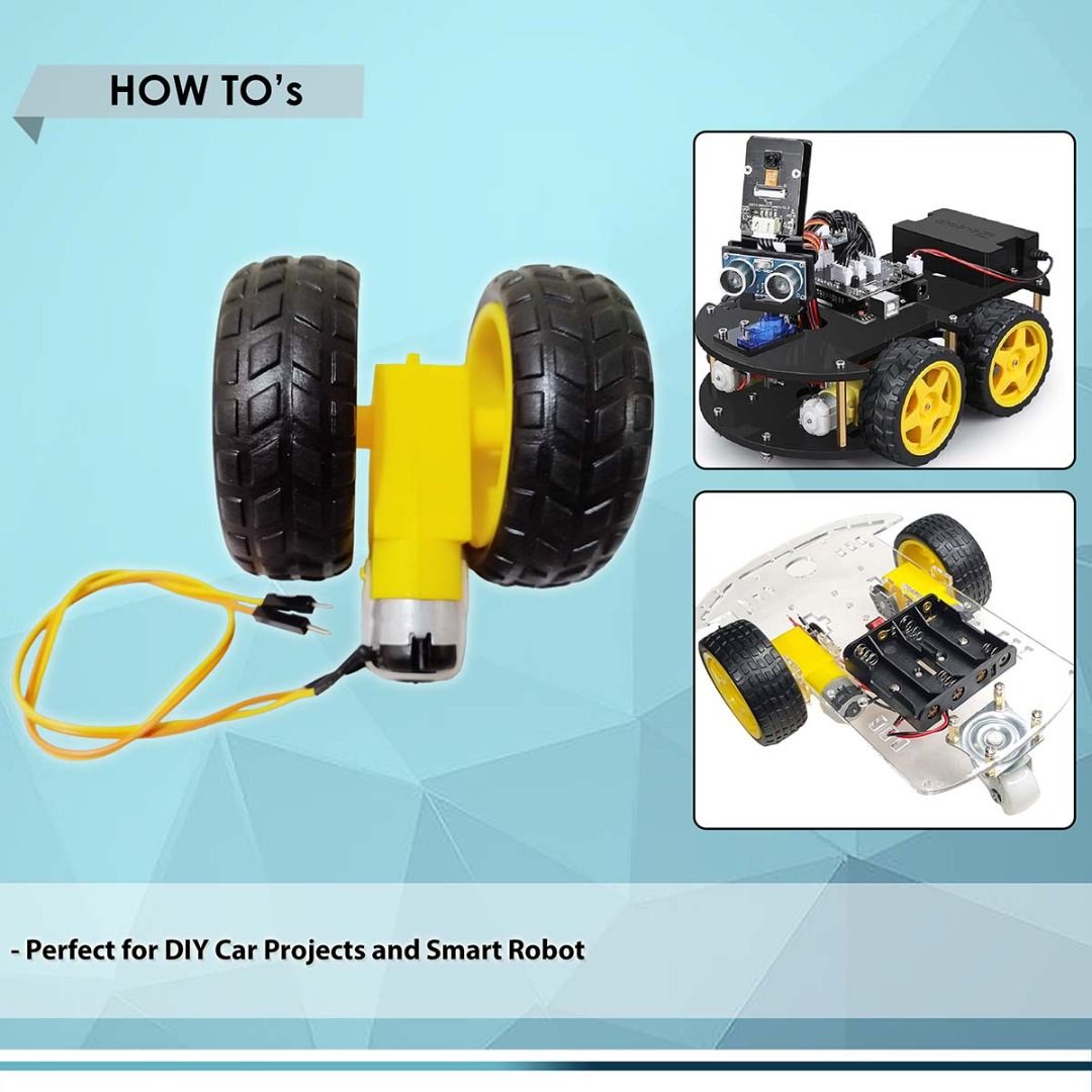 DC GEARBOX MOTOR TT MOTOR TIRE WHEEL DC 3-6V DUAL SHAFT GEARED with ...