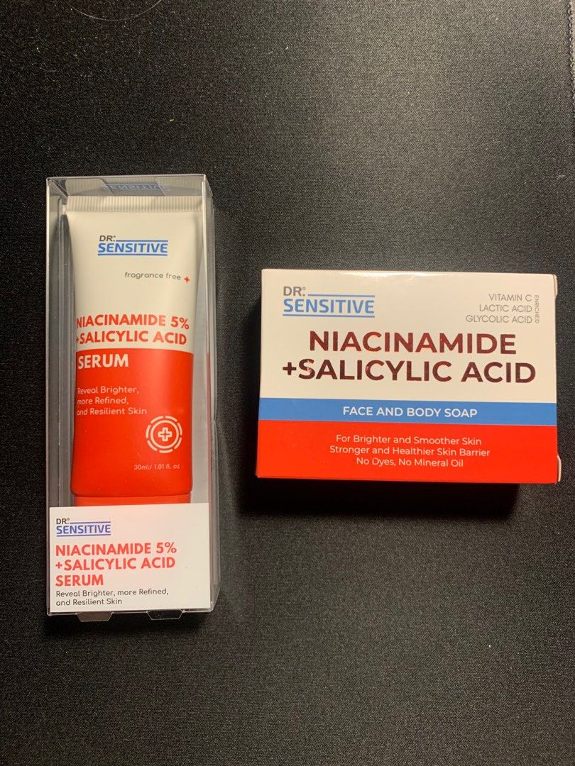 Dr. Sensitive Niacinamide 5% + SA serum and soap set, Beauty & Personal ...