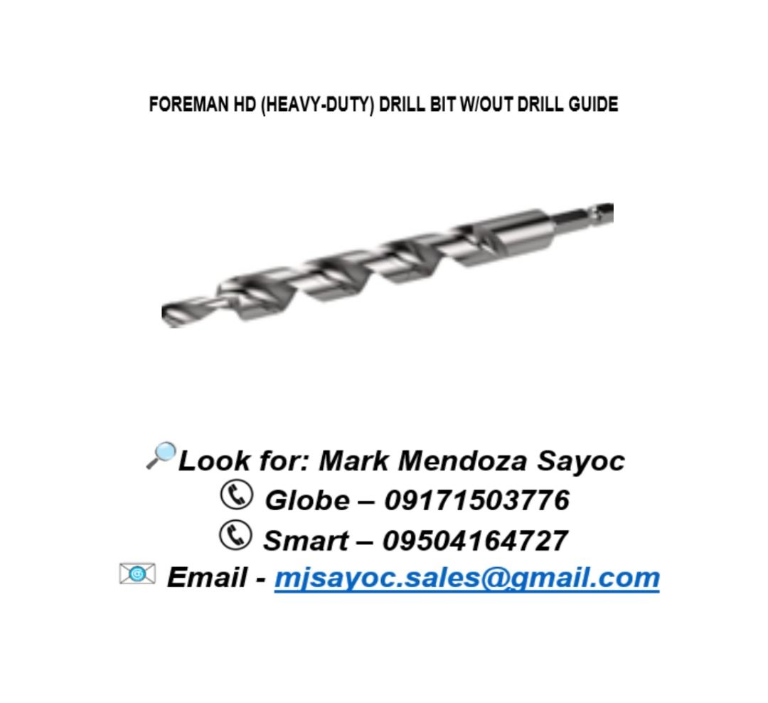 FOREMAN HD (HEAVY-DUTY) DRILL BIT W/OUT DRILL GUIDE, Commercial ...