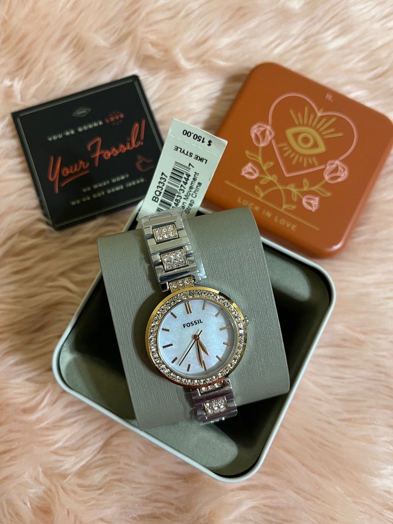 FOSSIL KARLI THREE-HAND TWO-TONE STAINLESS STEEL WATCH (Free SF), Women ...