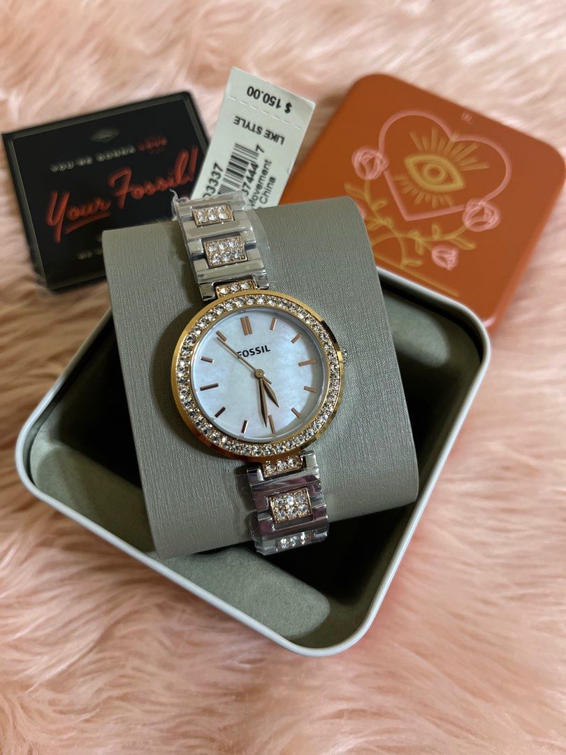 FOSSIL KARLI THREE-HAND TWO-TONE STAINLESS STEEL WATCH (Free SF), Women ...
