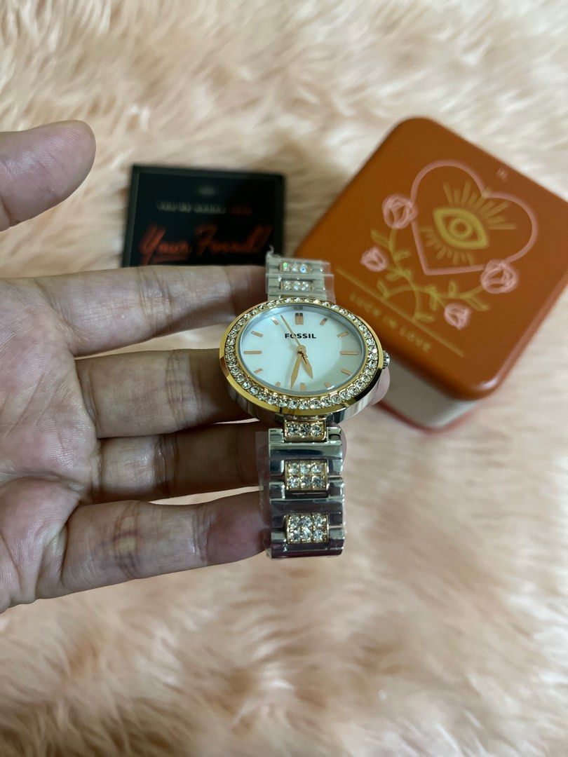 FOSSIL KARLI THREE-HAND TWO-TONE STAINLESS STEEL WATCH (Free SF), Women ...
