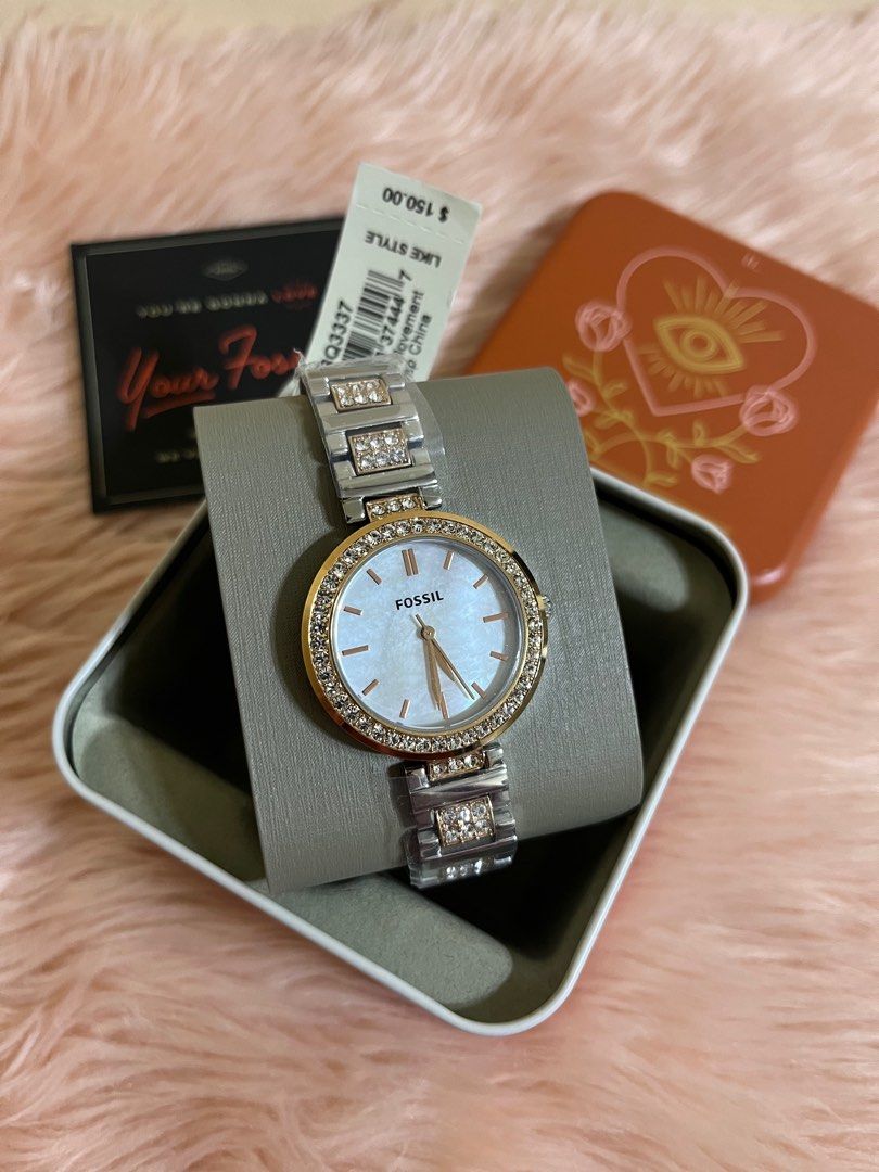 FOSSIL KARLI THREE-HAND TWO-TONE STAINLESS STEEL WATCH (Free SF), Women ...