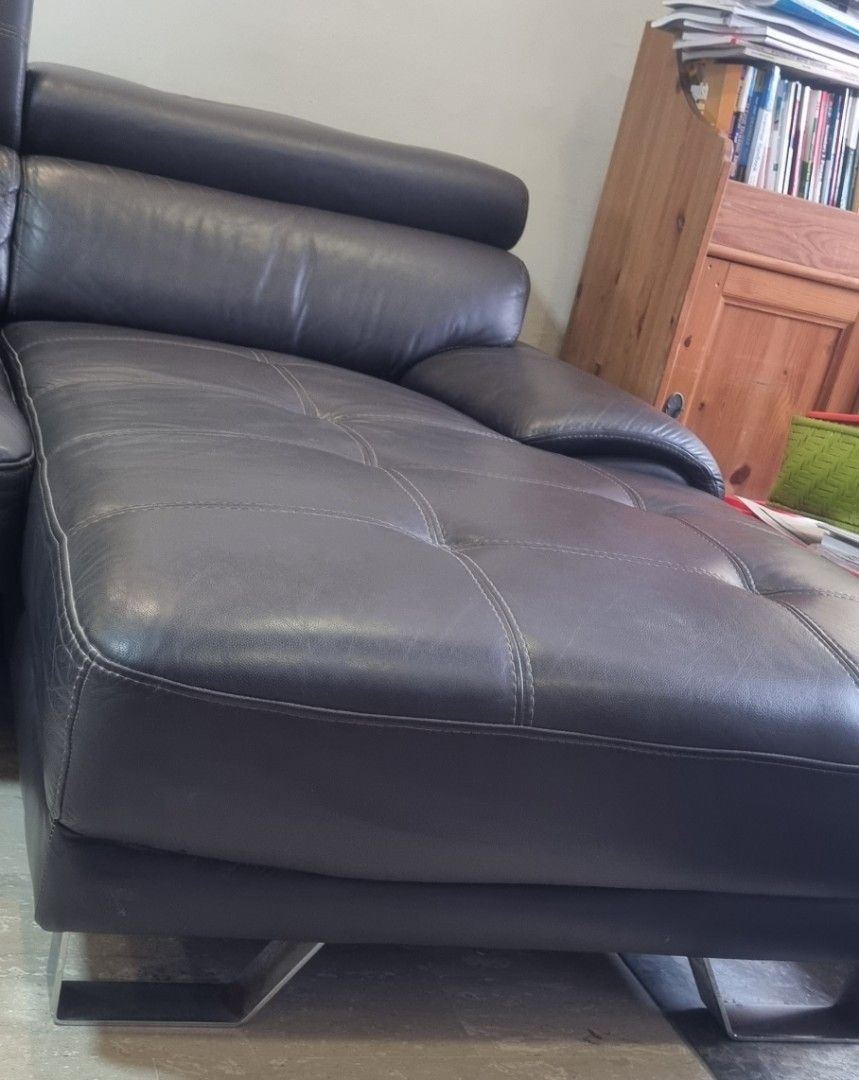 Full Genuine Leather L-shaped Extendable Sofa, Furniture & Home Living ...