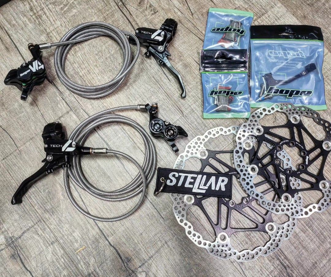 Hope Tech4 V4 brake set MTB, Sports Equipment, Bicycles & Parts, Parts ...