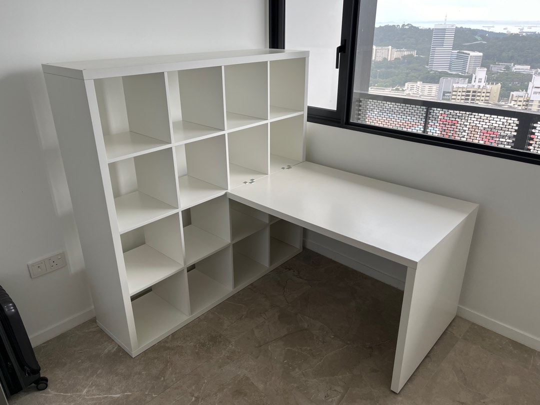 Ikea Kallax Shelf + Desk Table, Furniture & Home Living, Furniture ...