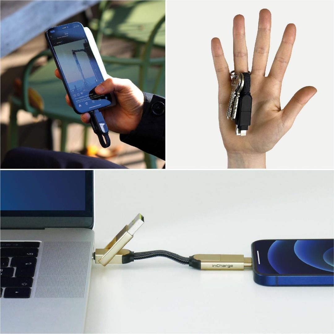 inCharge Rolling Square X Portable Keychain Charger Cable, 6-in-1 Multi ...