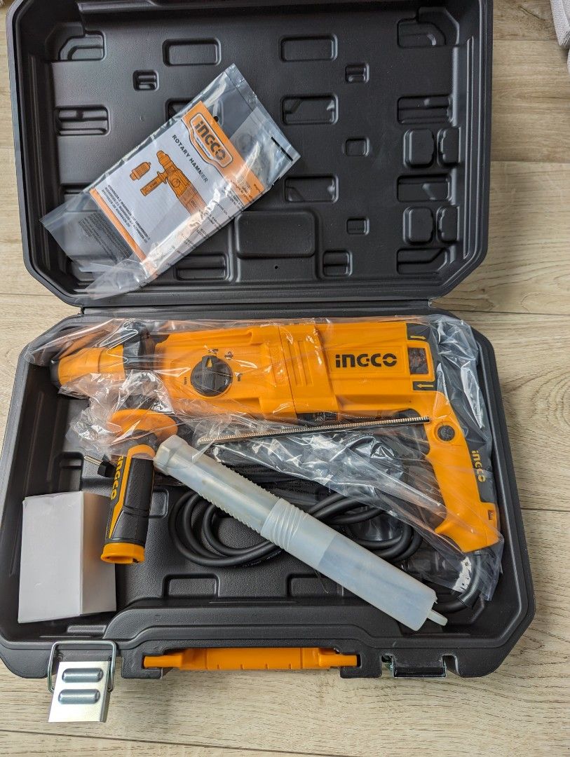 INGCO 800W Rotary Hammer Drill with 1 Chuck 3 SDS-plus Drill Bits and 2 ...