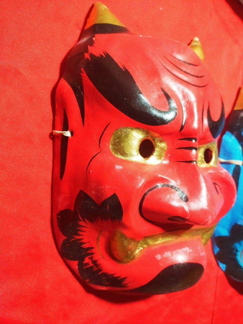 Japanese demon devil mask Paper mache, Hobbies & Toys, Stationary ...