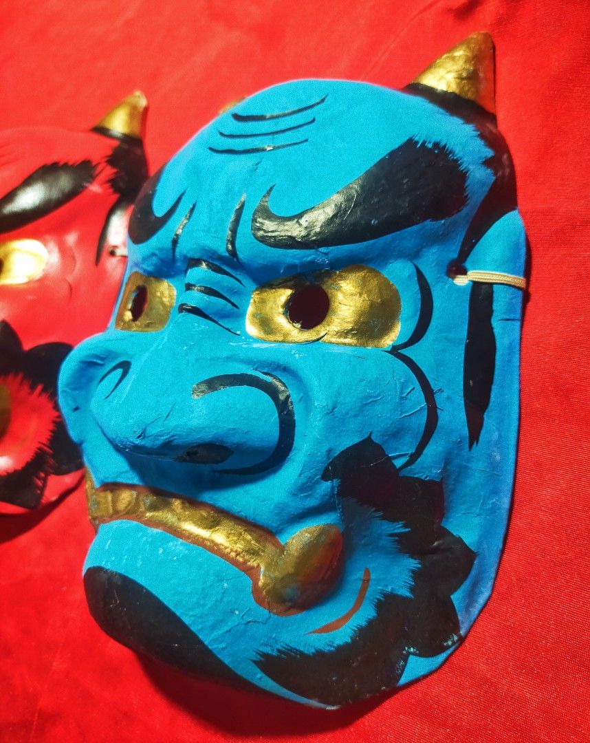 Japanese demon devil mask Paper mache, Hobbies & Toys, Stationary ...