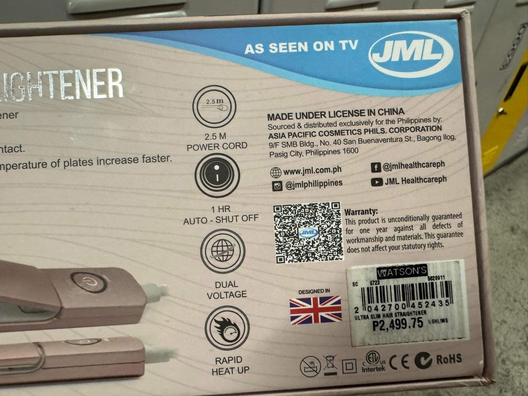 JML ULTRASLIM HAIR STRAIGHTENER, Beauty & Personal Care, Hair on Carousell