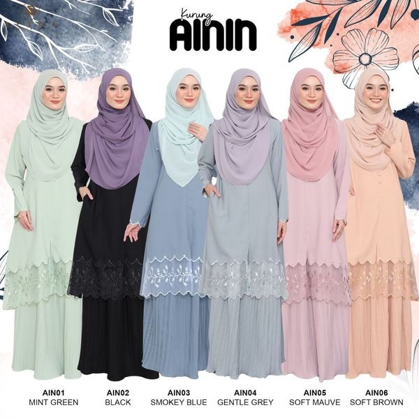 Kurung Ainin, Women's Fashion, Muslimah Fashion, Baju Kurung & sets on ...