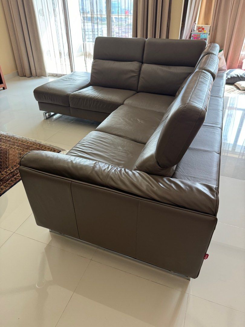 L Shape Sofa - 100% full leather - Rozel, Furniture & Home Living, Furniture, Sofas on Carousell