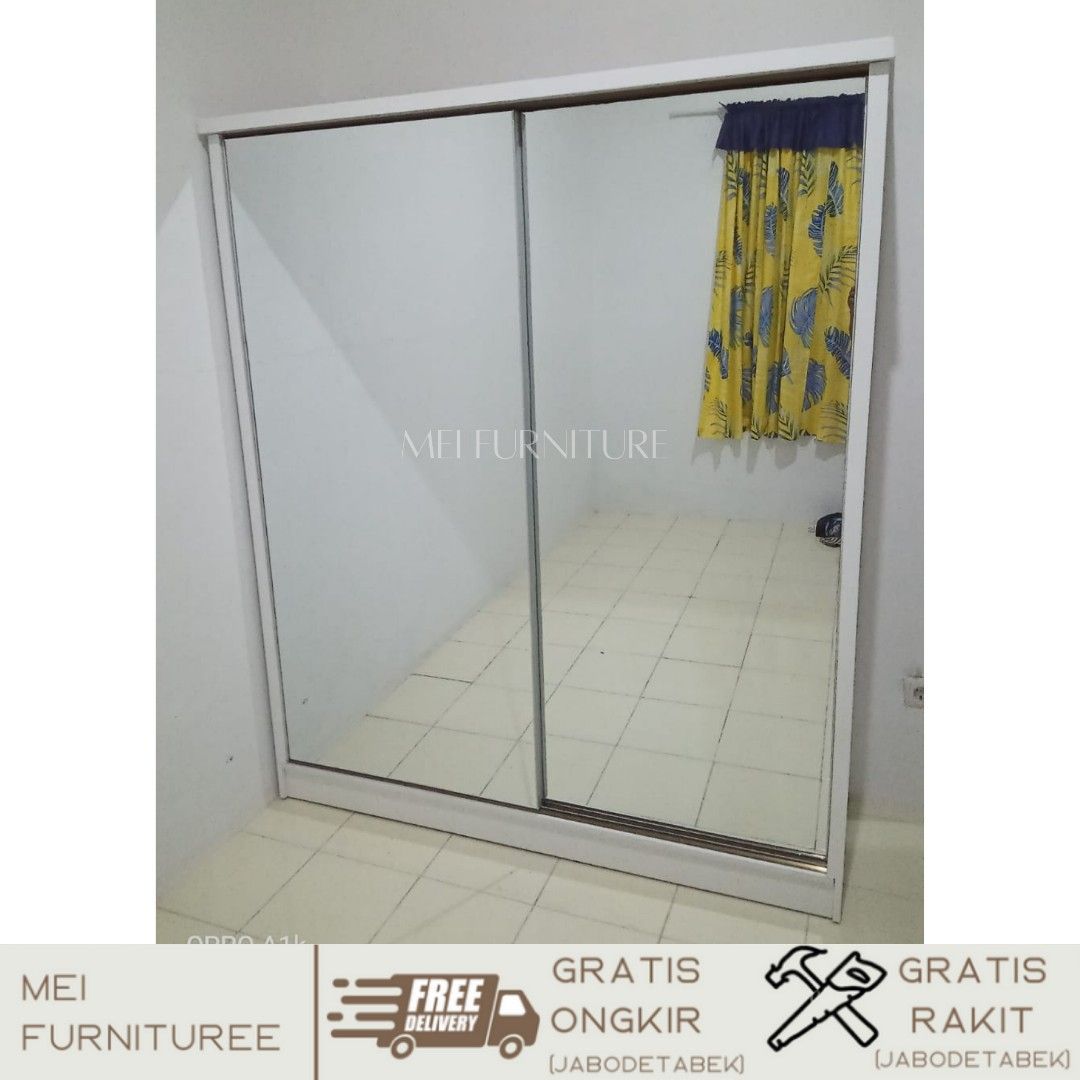 Lemari sliding 2 pintu full kaca frameless - lemari pakaian sleding ...