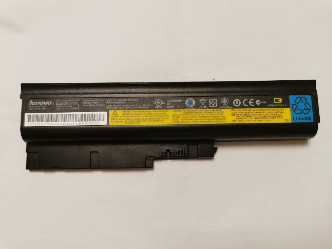 Lenovo 6-Cell Li-Ion Battery - 42T5234 Thinkpad手提電腦原裝6-芯電池, 電腦＆科技, 手提電腦 ...