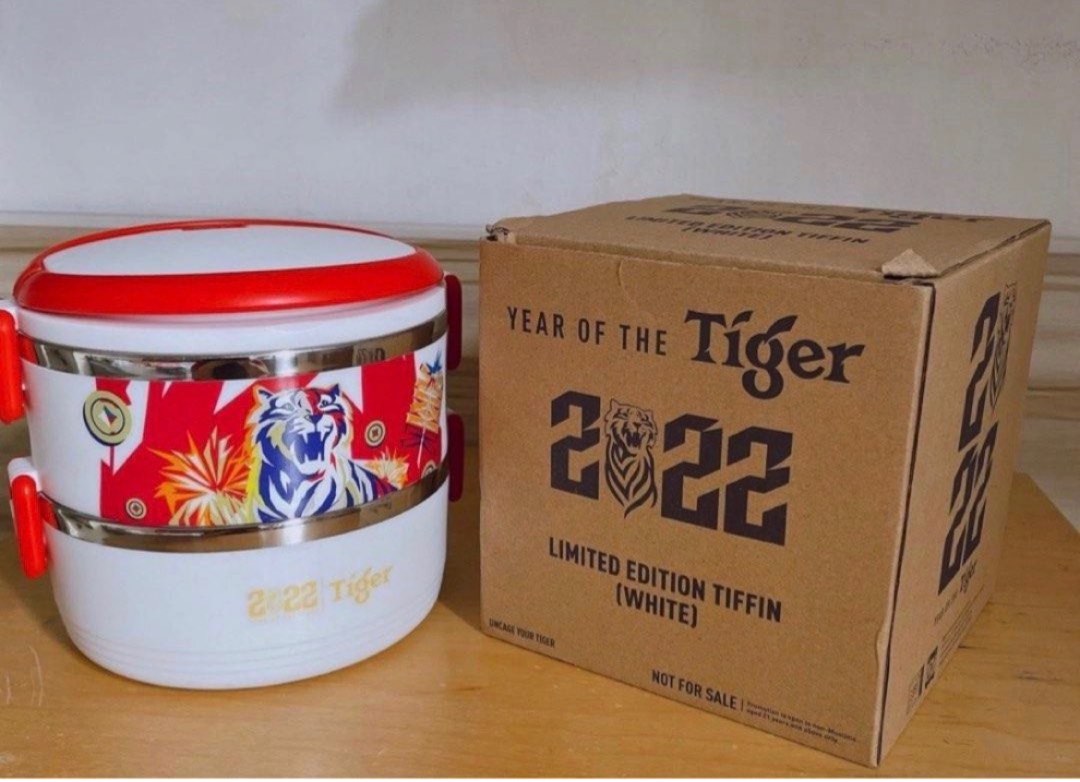 Limited edition tiffin (white) double two tier layer meal lunch box ...