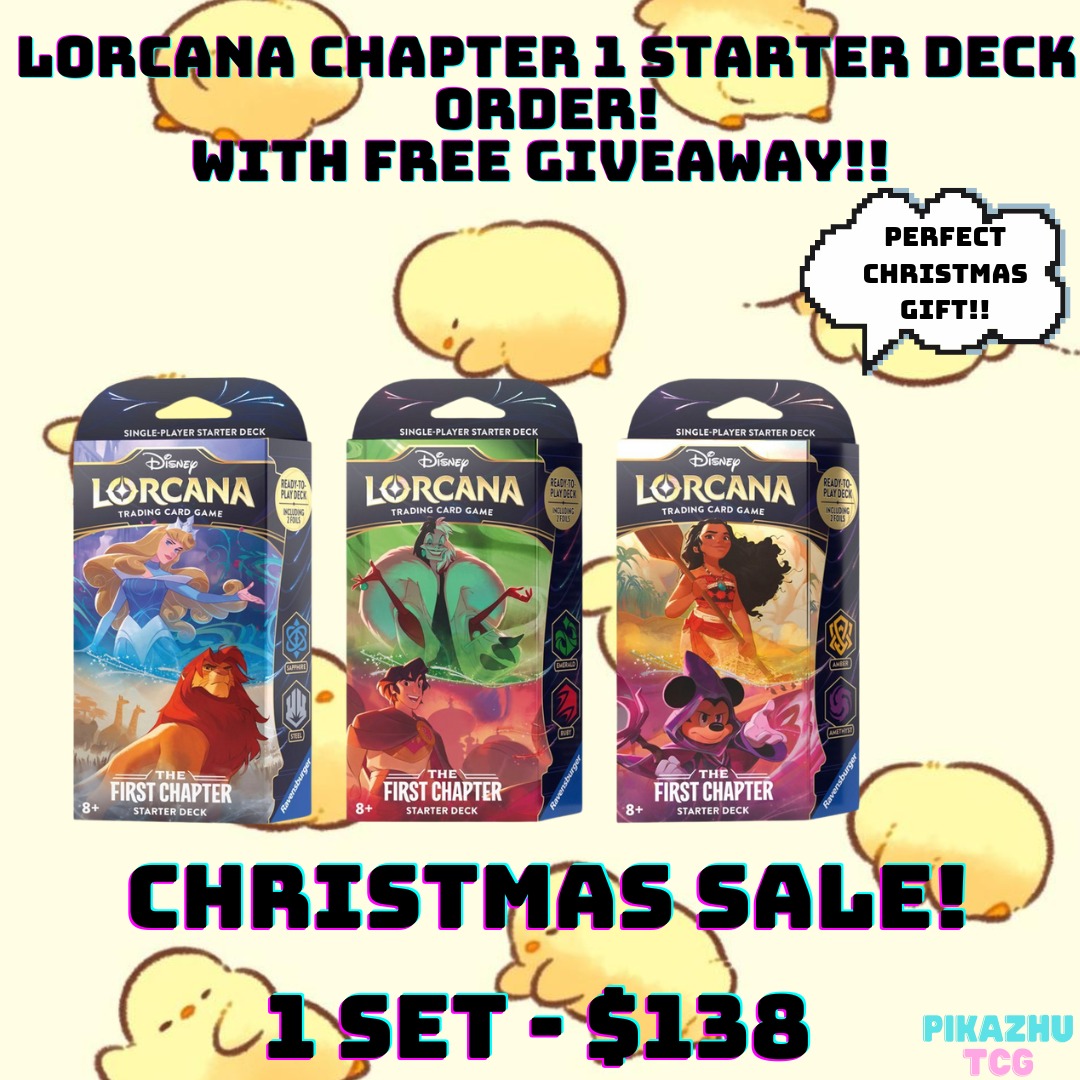 LORCANA THE FIRST CHAPTER STARTER DECKS CHRISTMAS SALE WITH GIVEAWAY ...
