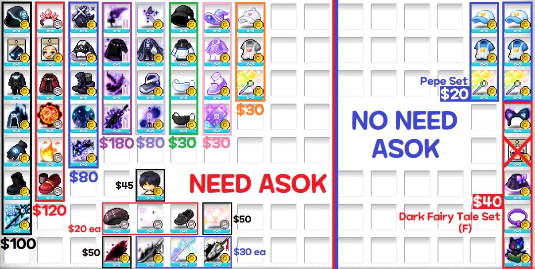 MapleSEA Aquila Cash Items *SOME NEED ASOK*, Video Gaming, Gaming ...