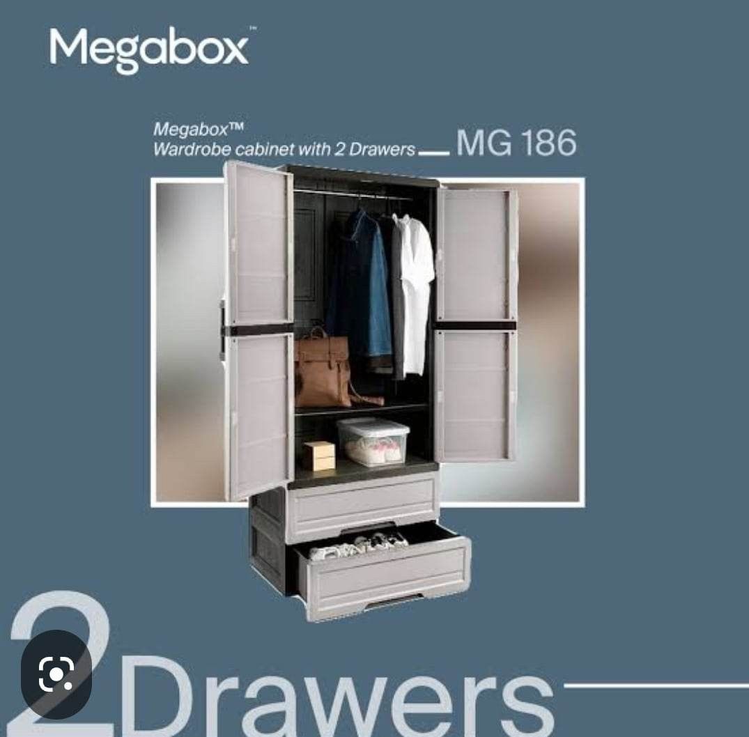 Megabox Wardrobe Cabinet with 2 Drawers (MG-186), Furniture & Home ...