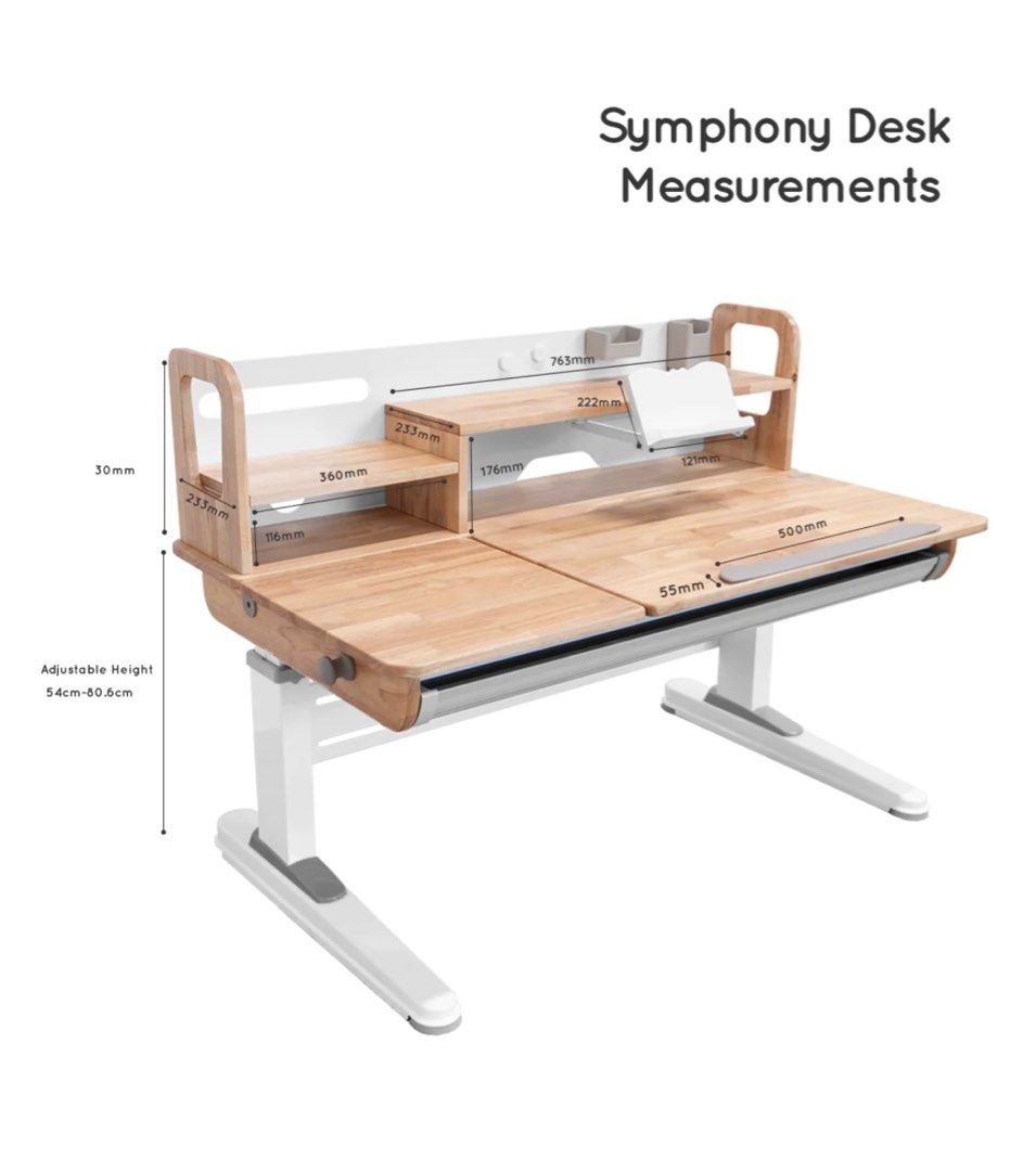 Kids Ergonomic Minidesk Symphony - Solid Wood Height-Adjustable Desk ...