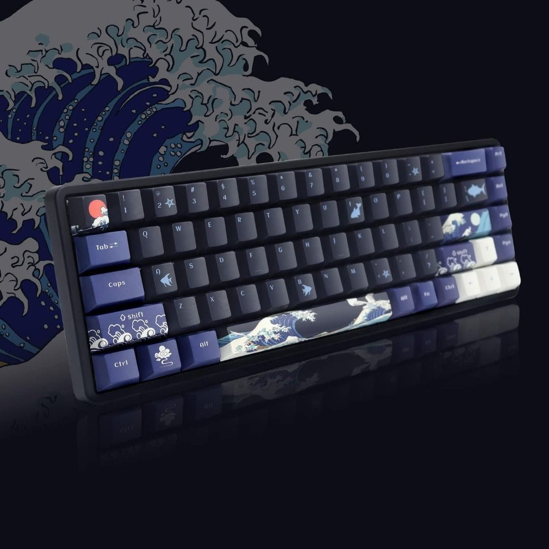 PBT Keycaps 60 Percent, Great Wave Off Kanagawa Japanese Keycaps, DYE ...