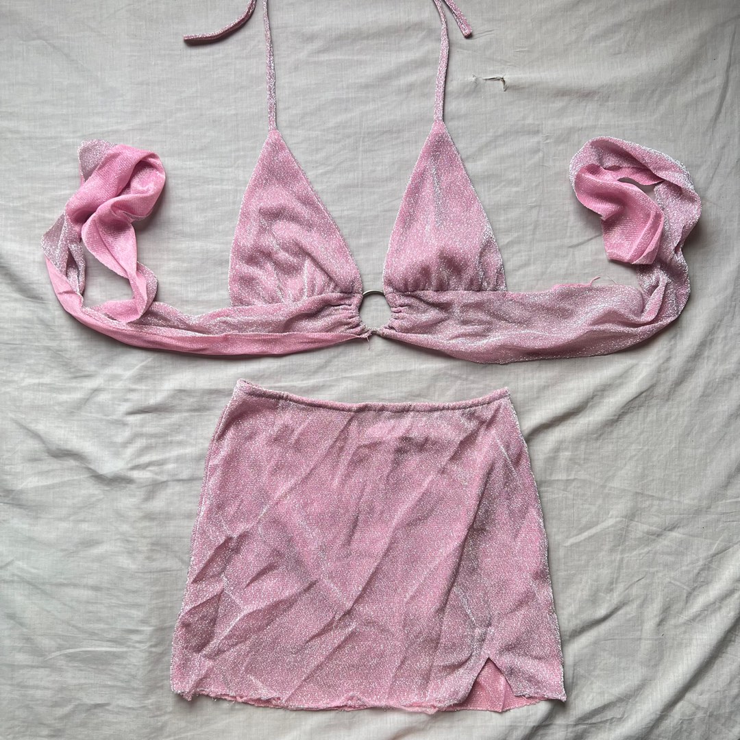 Pink Glittery Coords Euphoria theme, Women's Fashion, Dresses & Sets ...